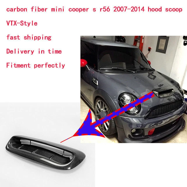 CARBON FIBER HOOD Bonnet Scoop Vent Cover Body Kit For Mini Cooper S ...