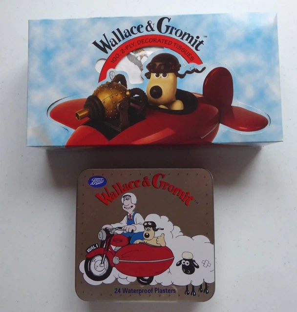 WALLACE & GROMIT - TIN of PLASTERS & BOX OF TISSUES - UNOPENED ...