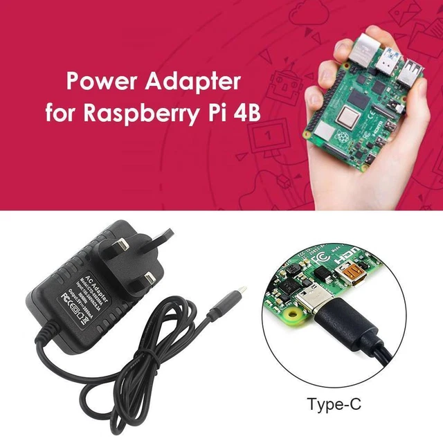 1M USB TYPE C Cable 5V 3A Power Supply Adapter UK for Raspberry Pi 4B ...