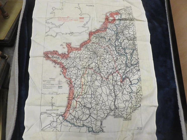 WW2 FABRIC ESCAPE map for France . RAF soe £156.00 - PicClick UK