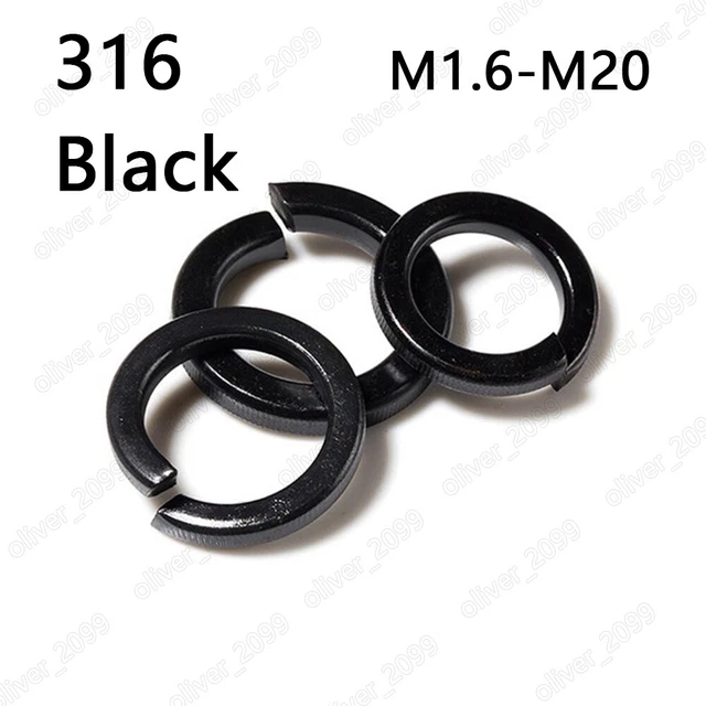 BLACK 316 STAINLESS Steel Spring Lock Washers M1.6 M2 M3 M4 M5 M6 M8 M10 M12 M20 $17.99 ...