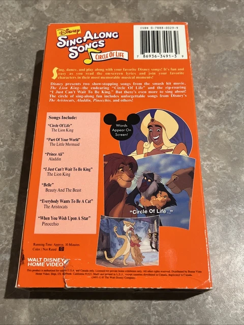 DISNEYS SING ALONG Songs The Lion King Circle of Life VHS 1994 ...