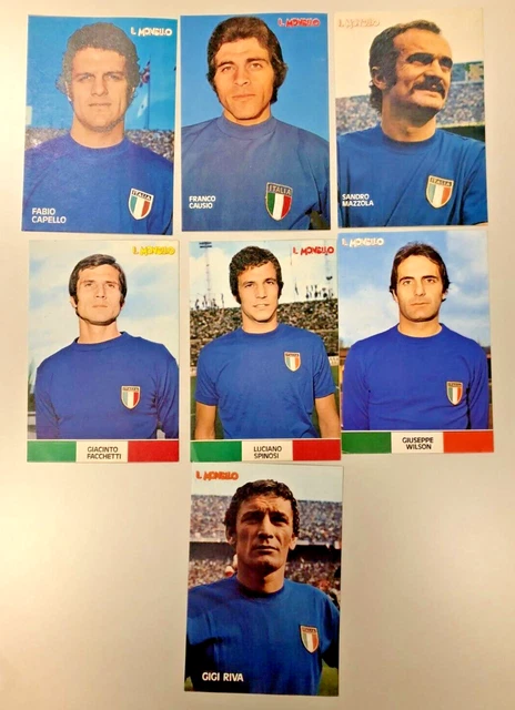 LOTTO DI 7 Foto Cartoline IL MONELLO 1974 - Giocatori Italia EUR 35,00 ...