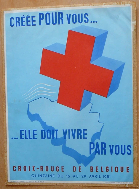 ANCIENNE AFFICHE CROIX Rouge De Belgique 1951 EUR 30,00 - PicClick FR