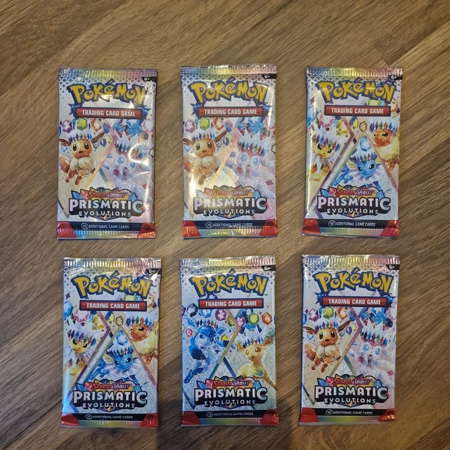 6 POKÉMON PRISMATIC Evolutions Booster Pack Factory Sealed Booster Box ...