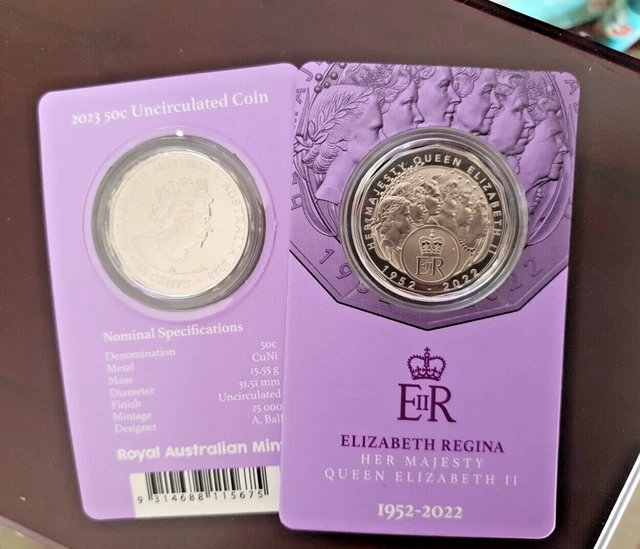 2023 50 CENT Queen Elizabeth II Regina Coin Card. RAM 1952-2022 ...