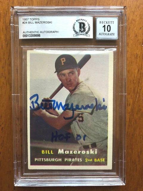 SIGNÉ 1957 TOPPS Bill Mazeroski Pittsburgh Pirates recrue #24 BAS ...