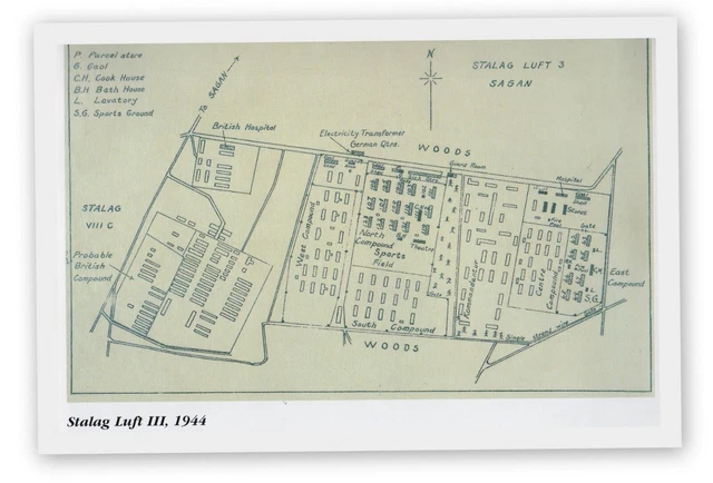 STALAG LUFT POW Camp Germany 1944 Historic Mounted War Map (Great ...