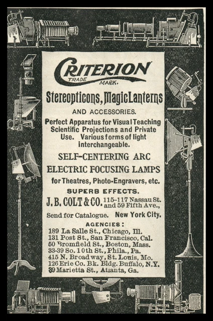 1896 CRITERION STEREOPTICON Engraving Magic Lantern Light Projector ...