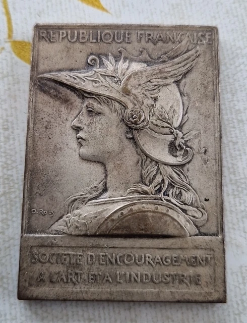 PLAQUETTE MEDAILLE O Roty art et industrie Marianne Minerve art nouveau ...