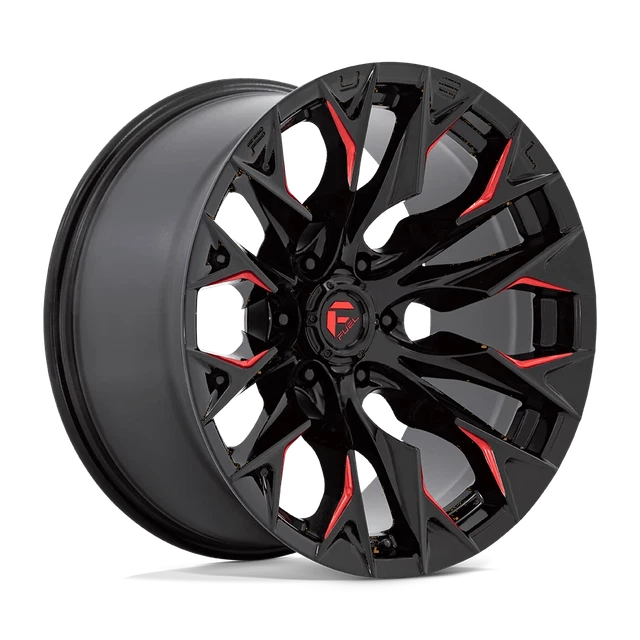 20X9 FUEL OFF-ROAD D823 Flame Gloss Black Milled W/ Candy Red Wheel ...