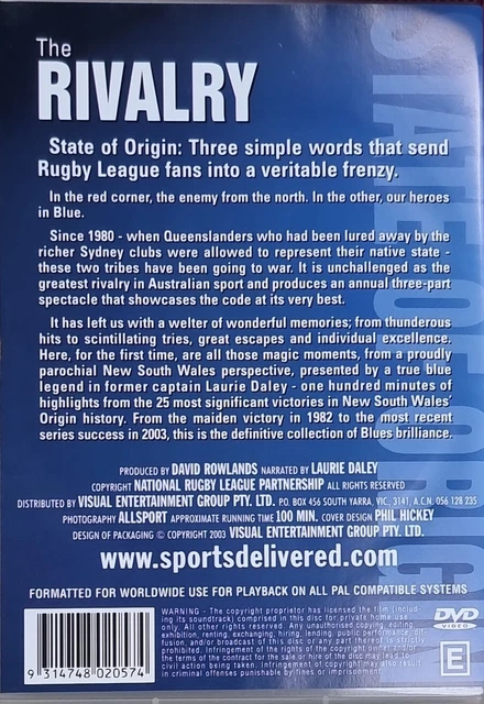 RIVALRY - NSW State Of Origin 1980-2003 vs QLD DVD (Region 4, 2003 ...