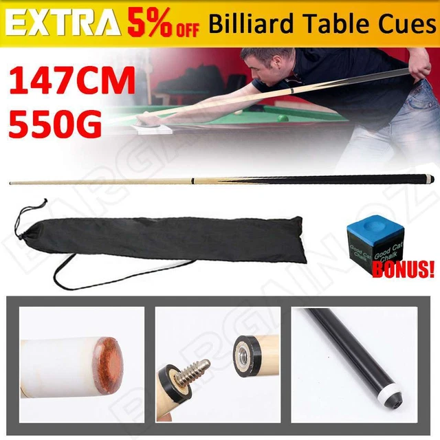 WOODEN POOL SNOOKER BILLIARD CUE SET 1x Two Piece Pool Billiard Table ...