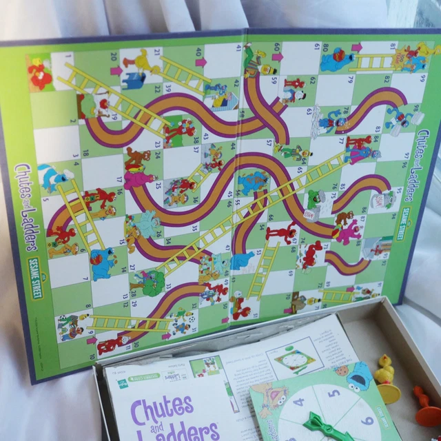 SESAME STREET CHUTES And Ladders COMPLETE Board Game Milton Bradley ...