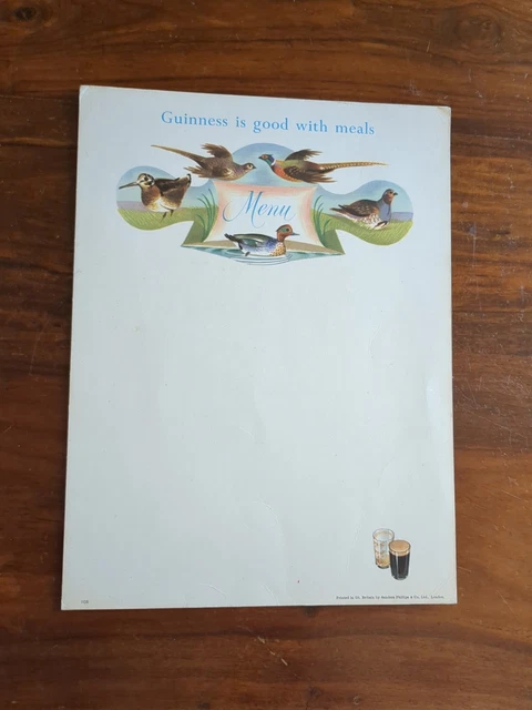 RARE 1950S 1953 Guinness Menu Card Game Birds 108 Unused £11.11 ...