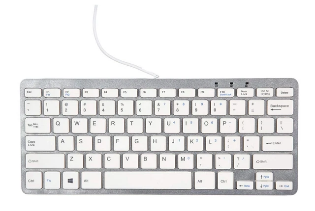 TRIXES MINI PC Keyboard NEW Wired USB PC Laptop Key Board Slim Silver ...