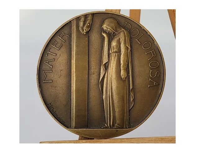 MATER DOLOROSA MÉDAILLE Religieuse En Bronze Par M.delannoy EUR 110,00 ...