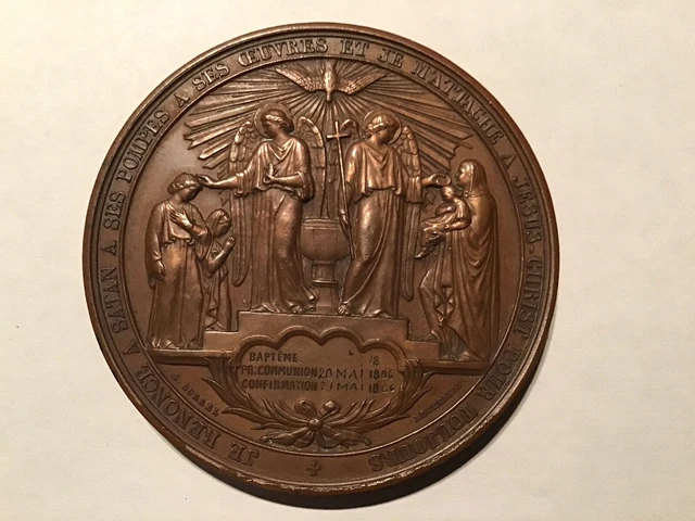 ANCIENNE MÉDAILLE BAPTÊME Communion Alfred Borrel Rare EUR 80,00 ...