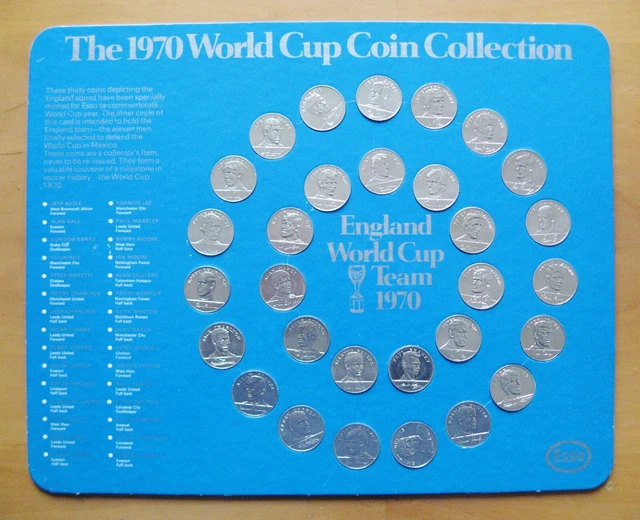 ESSO 1970 WORLD Cup Coin Collection ENGLAND Blue Board COMPLETE *Exc ...