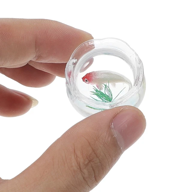 DOLLHOUSE FISHTANK ROUND Miniature Fish Bowl With Realistic Koi Fish ...
