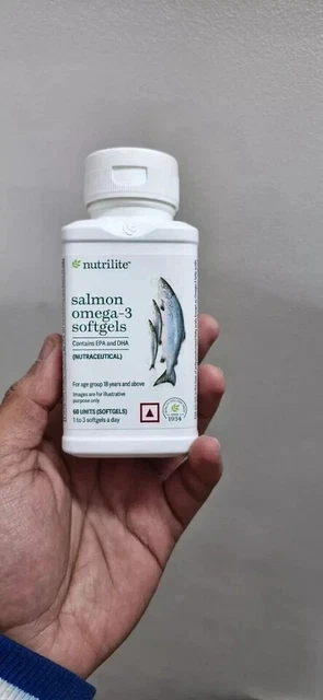 AMWAY NUTRILITE SALMON Omega-3 (60 Softgels) For Brain Heart Joints ...