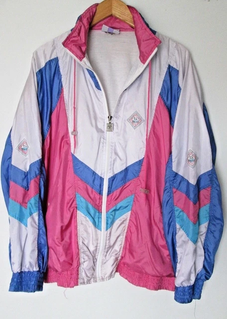 HUMMEL VINTAGE SHINY Nylon Shell Suit Jacket Retro Windbreaker Size L ...