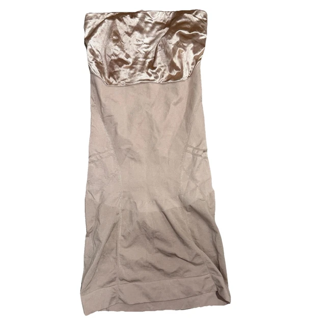 SPANX SLIMMER & Shine Strapless Shaping Mini Dress Rose Gold Large ...