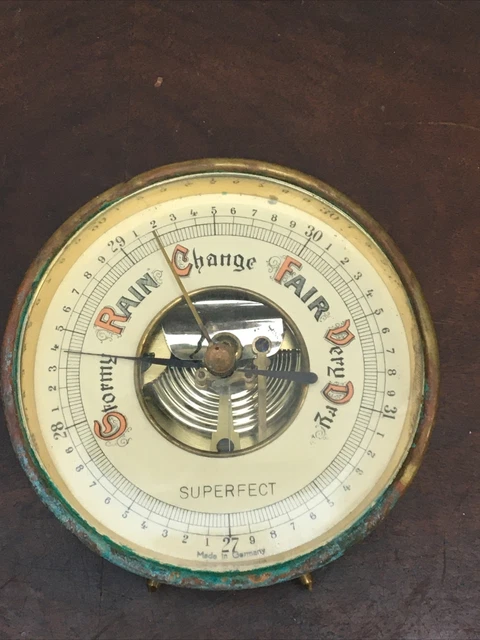 VINTAGE WEATHER BAROMETER Superfect Rain Change Fair Dery Dry Germany ...