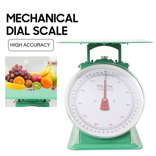MECHANICAL DIAL SCALE 110LBS/50KG Kitchen Weighing Food Scale Heavy ...