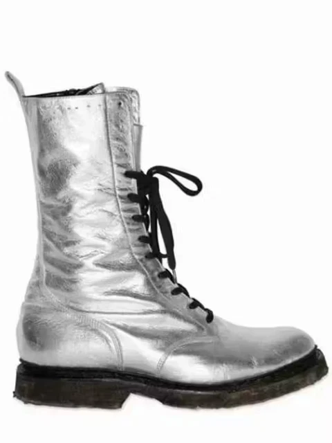 BALMAIN PARIS VERY Rare Silver Rangers Haute Boots Made In France Size ...