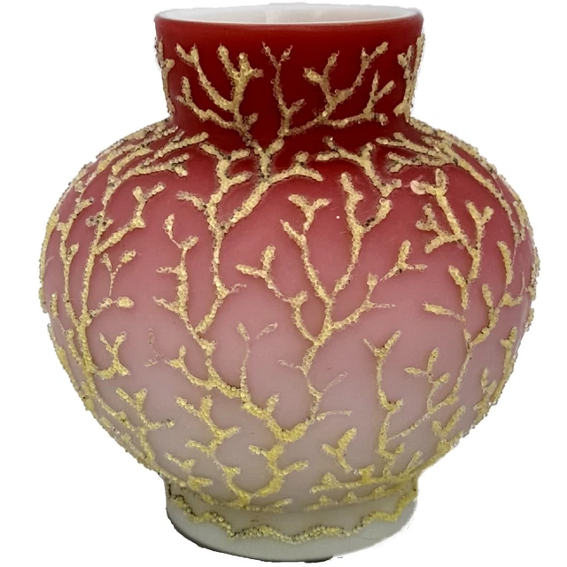 ANTIQUE VICTORIAN PEACHBLOW & Coralene cased glass vase - Thomas Webb ...