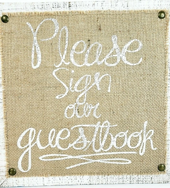 RUSTIC WESTERN WEDDING Sign Please Sign Our Guestbook Plaque 11" x 11 ...