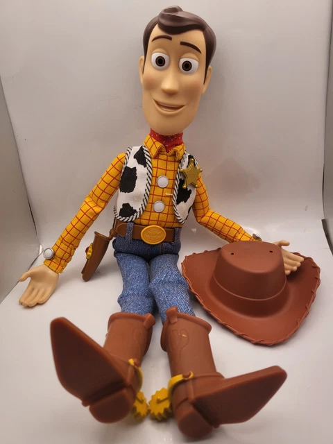 DISNEY PIXAR TOY Story 15" Talking Pullstring Cowboy Woody Figure With ...