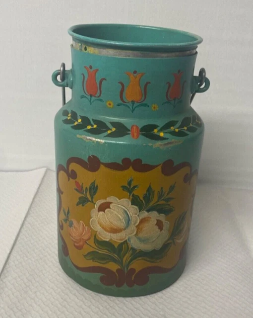 JOLIE PETIT POT à lait en aluminium avec dessin peint à la main décors ...