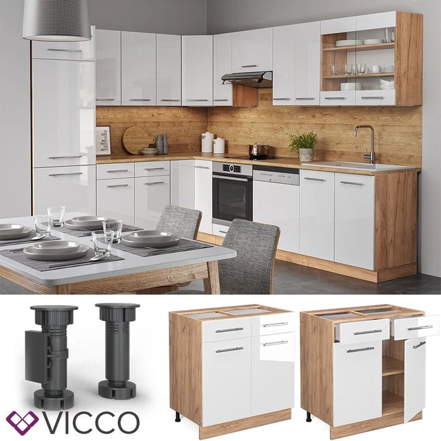 MEUBLE SOUS-PLAN MEUBLE de cuisine Fame-Line 80 cm chêne blanc Vicco ...