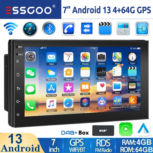 DAB+ ANDROID 13 4+64G Carplay Autoradio 2 DIN 7 Zoll Bluetooth GPS NAVI WiFi RDS EUR 129,99 ...