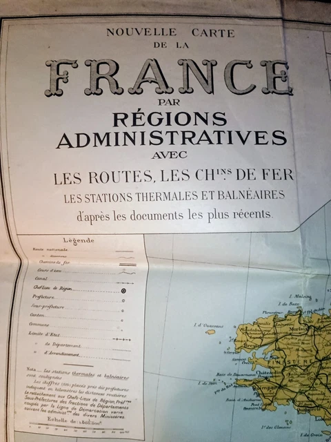 A. LECOMTE - Nouvelle carte de la France routes et chemin de fer 1900 ...