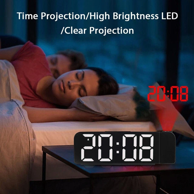 SMART DIGITAL ALARM Clock Projection Temperature Projector Lcd Display ...