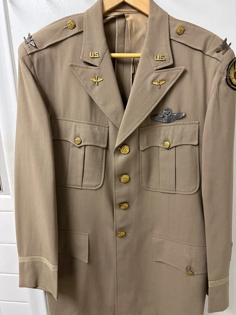 WW2 US 15TH Air Force Pilot Officer Khaki Dress Uniform Jacket - Named ...