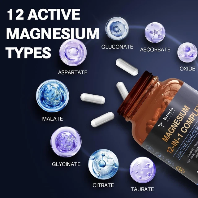 MAGNESIUM 12 IN 1 Complex 700mg - for Muscle, Heart, Bone & Nerve ...