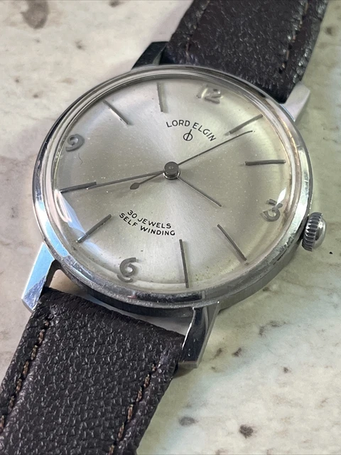LORD ELGIN 30 jewels self winding Mens Vintage Watch Stainless Case On ...