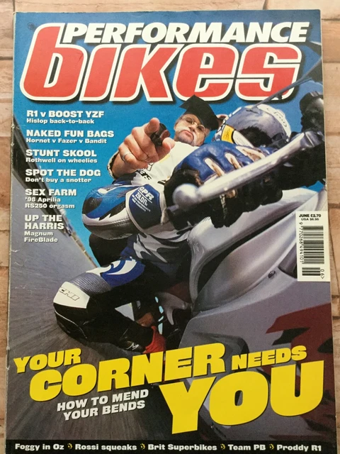 PERFORMANCE BIKES MAGAZINE - June 1998 - R1 v Boost YZF, Hornet v Fazer ...