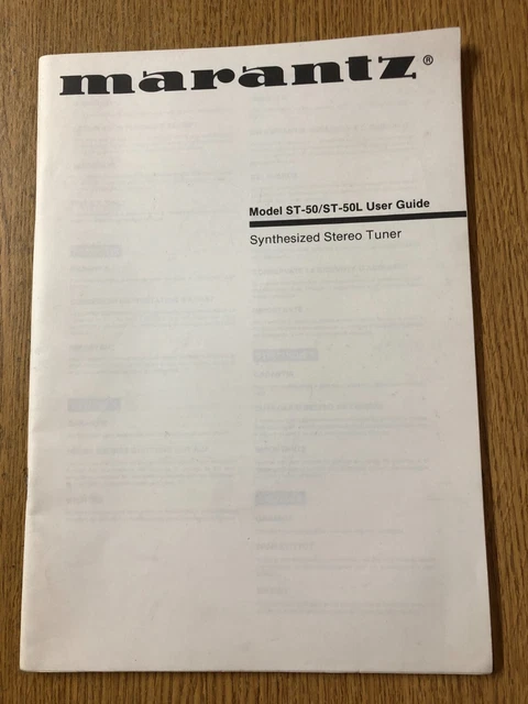 MARANTZ ST-50 ST-50L Synthesized Stereo Tuner User Guide £5.43 ...