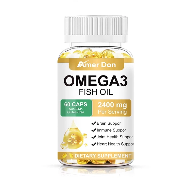 OMEGA 3 FISH Oil 2400 mg Softgels EPA 360mg DHA 240mg Heart Brain ...