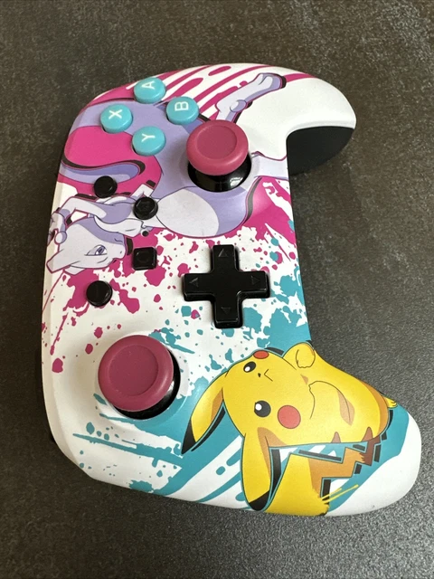 NINTENDO SWITCH POKEMON Pikachu Mewtwo PowerA Wireless Controller Rare ...
