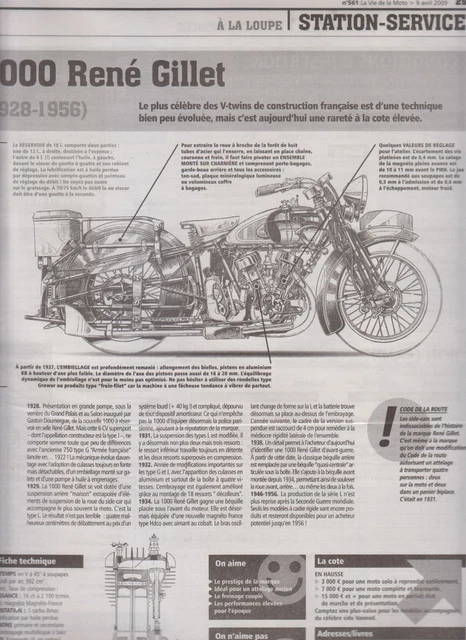 MOTO RENÉ GILLET 1000 c.c. collection EUR 3,00 - PicClick FR