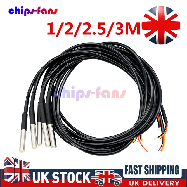 1/2/3M DS18B20 WATERPROOF Digital Temperature Sensor Thermal Probe UK £ ...