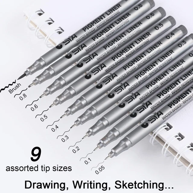 PLASTIC MICRON PEN Set Black Sketch Pens Fine Tip Pens Art Pens for ...