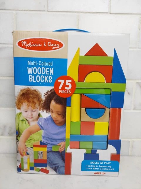 MELISSA AND DOUG 75 Multi-colored Wooden Blocks Play Building Set BRAND ...