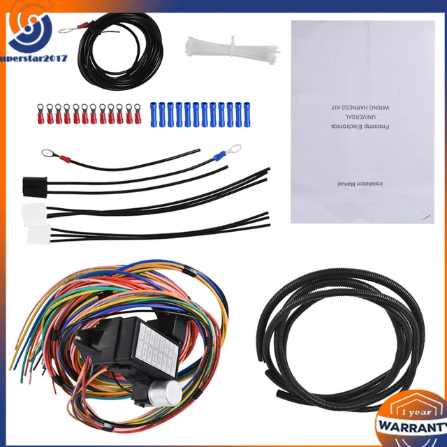 14 CIRCUIT FUSE Universal Wire Harness Kit For 12v Street Hot Rat ...